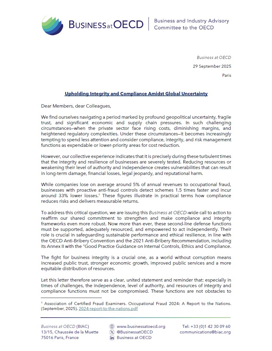 Integrity and Anti-Corruption Committee | Business at OECD